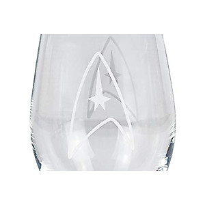 Toynk Star Trek Stemless Wine Glass Decorative Etched Command Emblem | Holds 20 Ounces