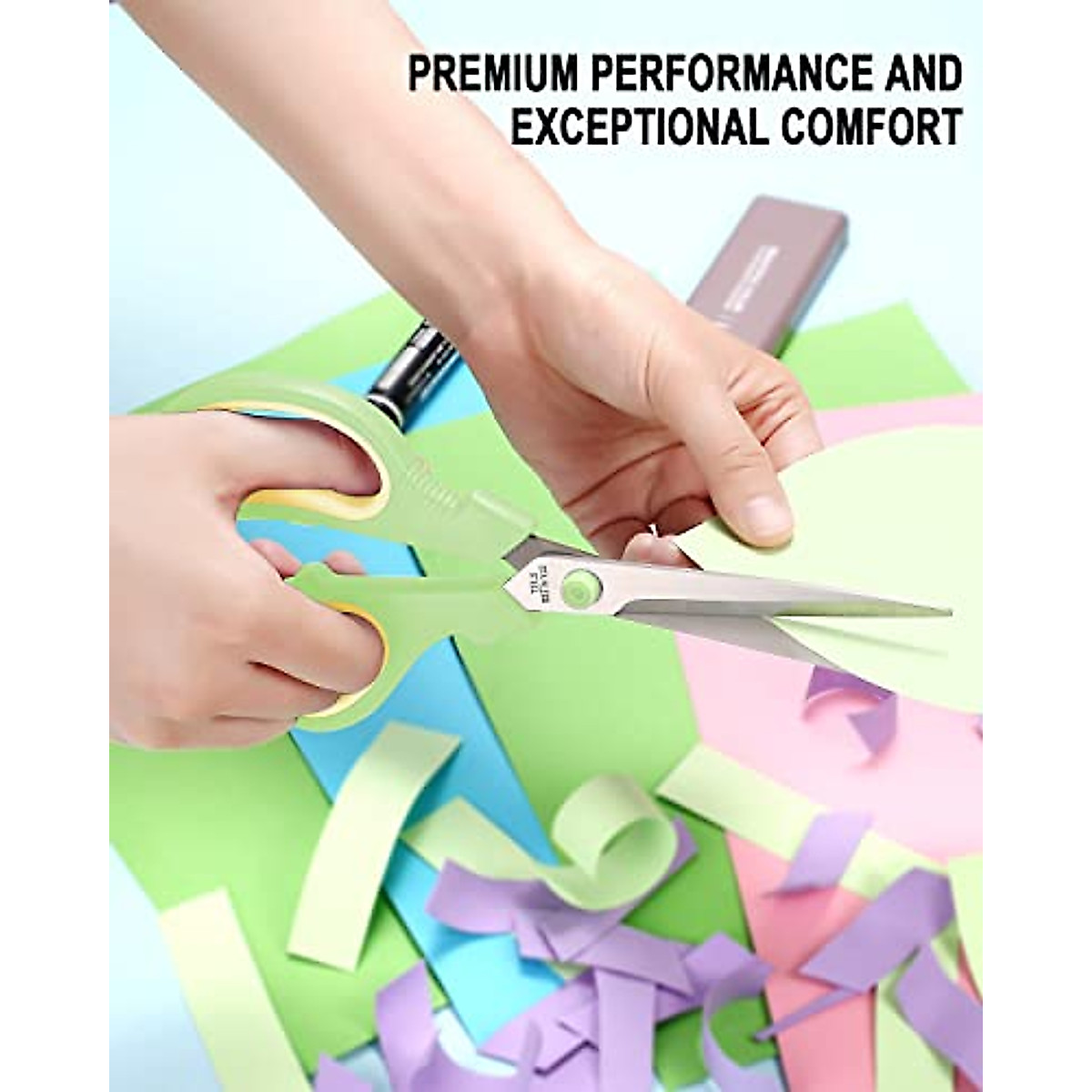 Scissors, All Purpose Thickened Scissor 8.5", Upgrade Stainless Steel Sharper Comfort Grip Scissors for Office School Supplies, Right/Left Handed, 3-Pack…