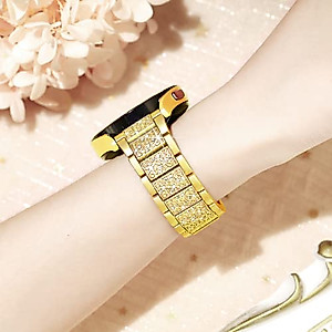 Compatible with 20mm Samsung Galaxy Watch 5/ Watch 4 +40mm Diamond Case, Fashion Bling Diamond Band for Women, Glitter Cute Metal Bracelet, Slim Luxury Band for Watch 5/ Watch 4 -Gold