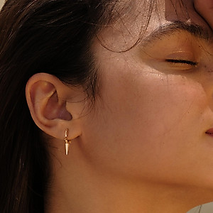 VACRONA Gold Spike Earrings Huggie Earrings for Women 14k Gold Plated Small Huggie Hoop Earrings Simple Lightweight Hoops Gift for Women