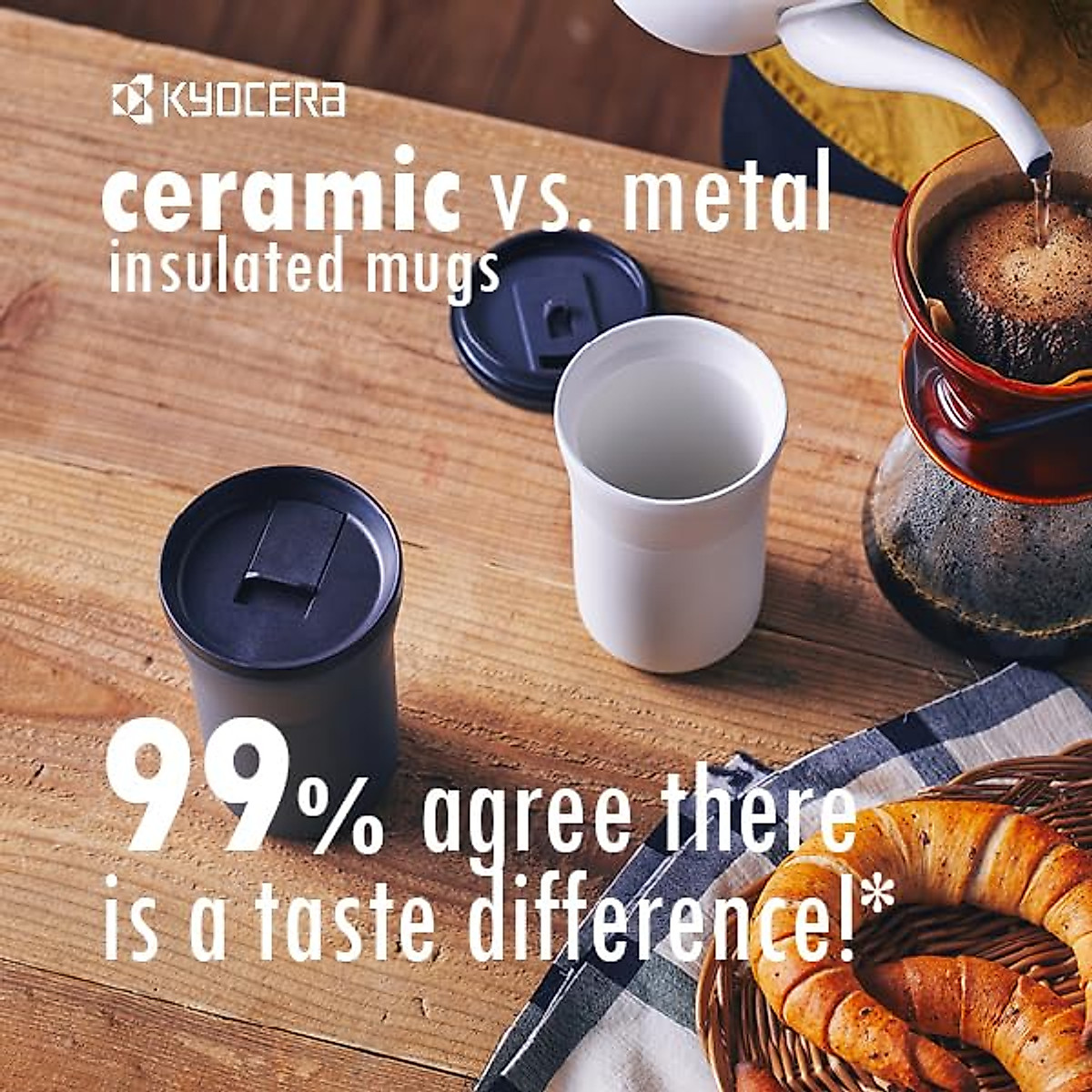 KYOCERA 17 oz Ceramic Coated Tumbler with Lid - Dark Gray