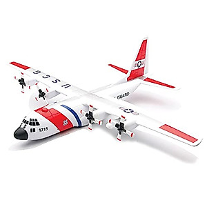Model Kit Lockheed C-130 Hercules Transport Aircraft White and Red United States Coast Guard Snap Together Plastic Model Kit by New Ray 20617