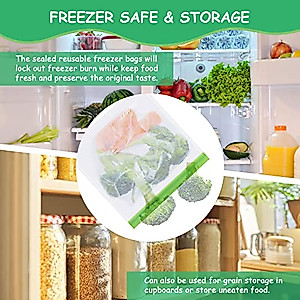 Reusable Gallon Freezer Bags - 6 Pack - Reusable Freezer Bags - Easy Seal & LEAKPROOF Food Storage Bags for Marinate Food, Fruits, Sandwich, Meal Prep, Travel Item as Halloween and Christmas Gifts