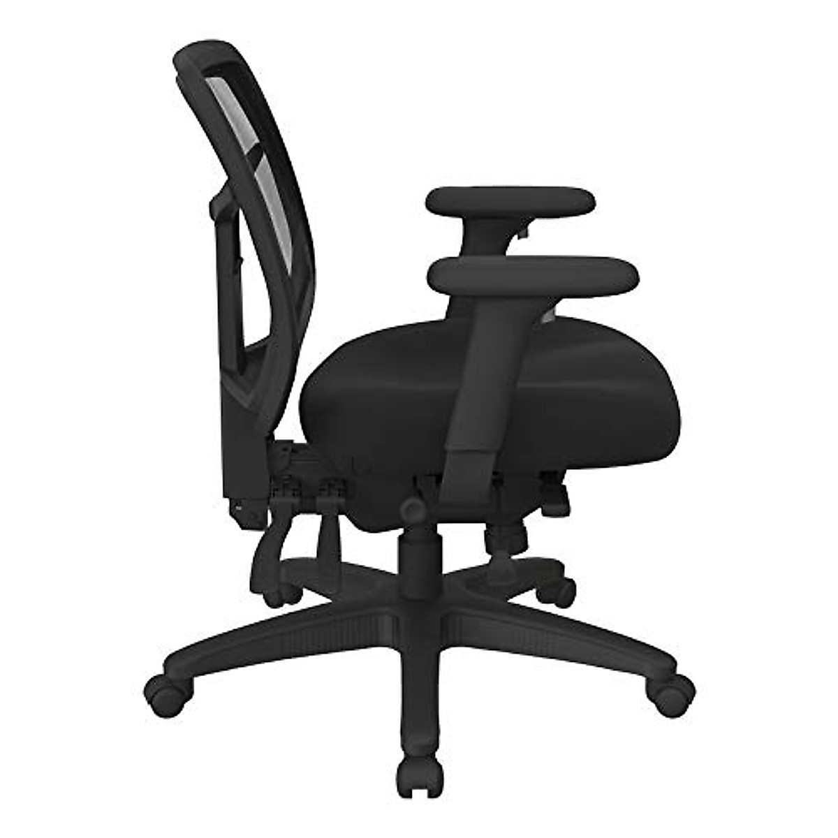 Office Star ProGrid Breathable Mesh Manager's Office Chair with Adjustable Seat Height, Multi-Function Tilt Control and Seat Slider, Mid Back, Icon Black Fabric