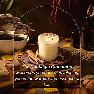 Fall Fresh Cinnamon Bark Essential Oil - Warm & Spicy Pure Beeswax Candle - 90+ Hours Long Burning - Non-Toxic Scented Candles for Autum Home Decor & Aromatherapy for Anxiety Relief - Natural - 15 OZ