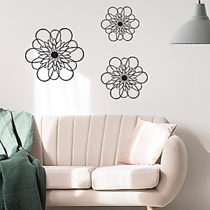 3 Pieces Metal Flower Wall Decor Rustic Galvanized Metal Flower Hanging Metal Flower Wall Art Wire Outline Wall Flowers Decor for Home Bedroom Bathroom Kitchen Garden Wall Art (1 Style)