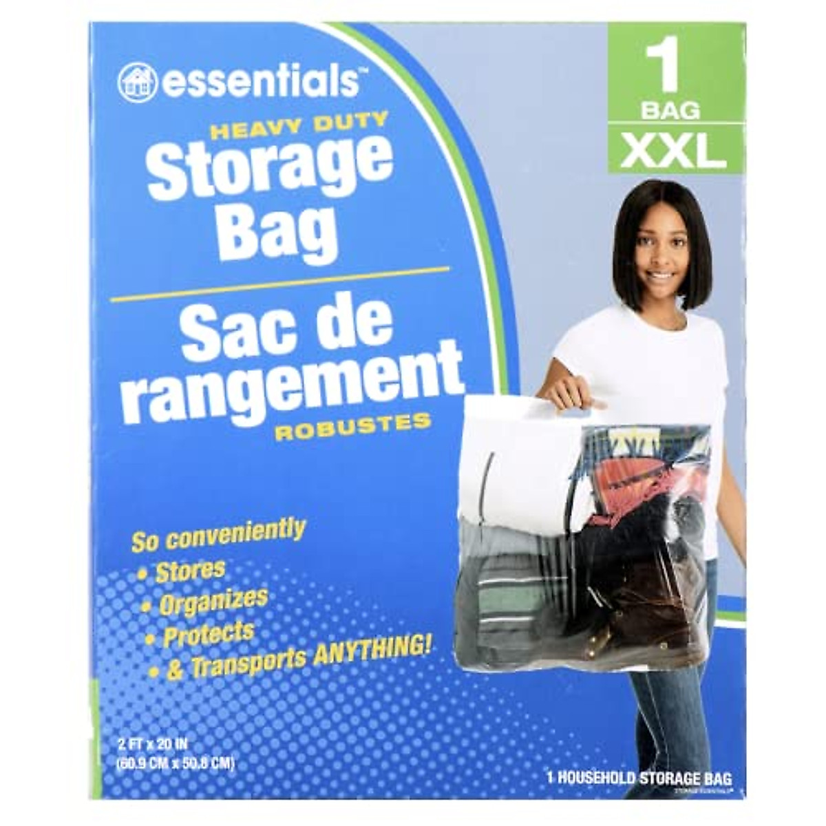 TDST Essentials XXL Plastic Storage Bags Clear Extra Large with Handles Zipper Organizer for Blankets Clothes Resealable with Bonus TDST Scented Aziza