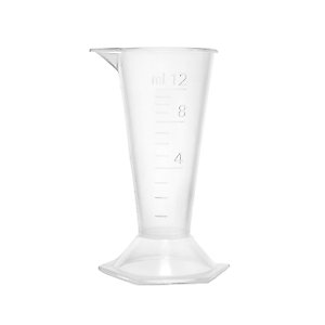 EISCO Conical Measure, 12ml - Polypropylene Plastic, Translucent - Pouring Spout - 1ml Raised Graduations - Hexagonal Base