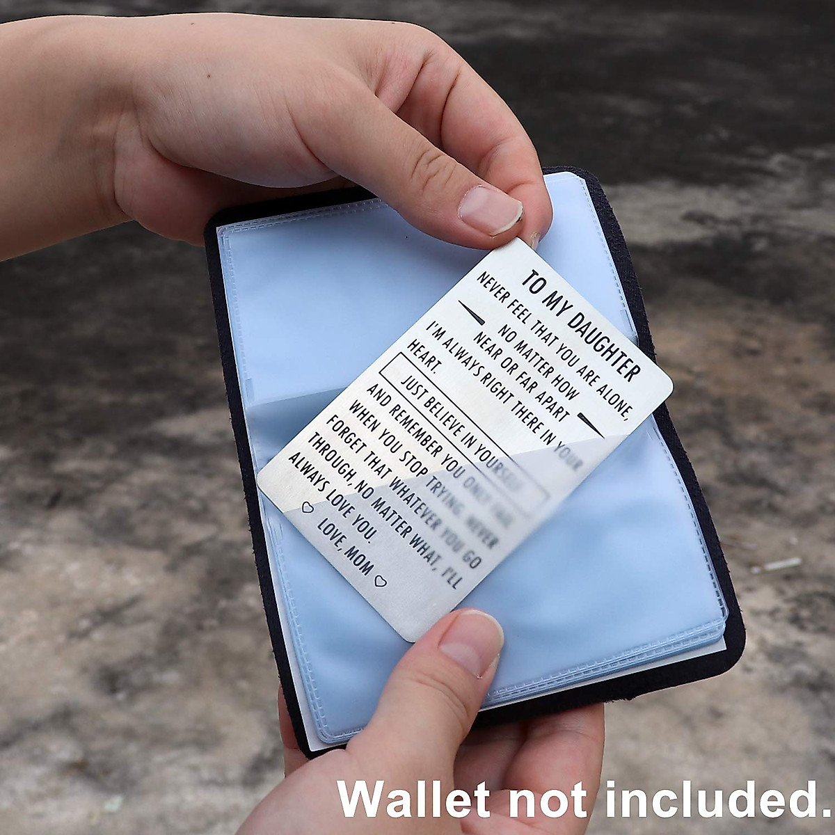 XYBAGS Gifts for Daughter from Mom, To My Daughter Engraved Wallet Card Inserts with Inspirational Quotes, Christmas, Birthday, Graduation, Gift Ideas