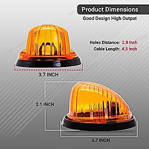 TMH 3.3 Inch 5 Clear Lens + 5 Amber Lens Cab Marker Light with T10 Amber LED for Dually C/K C10 C50 C60 C70 Chevrolet K10 K20 K30 Suburban K5 Blazer Pickup Truck 1969-1987