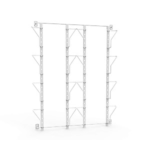 FixtureDisplays® Up to 9.5" Wide 8-Pocket Adjustable Display Rack, Wall Mounted Greeting Post Card Christmas Holiday Card Holders White Bars Silver Pockets 11608-WHITE-DOUBLE-NF