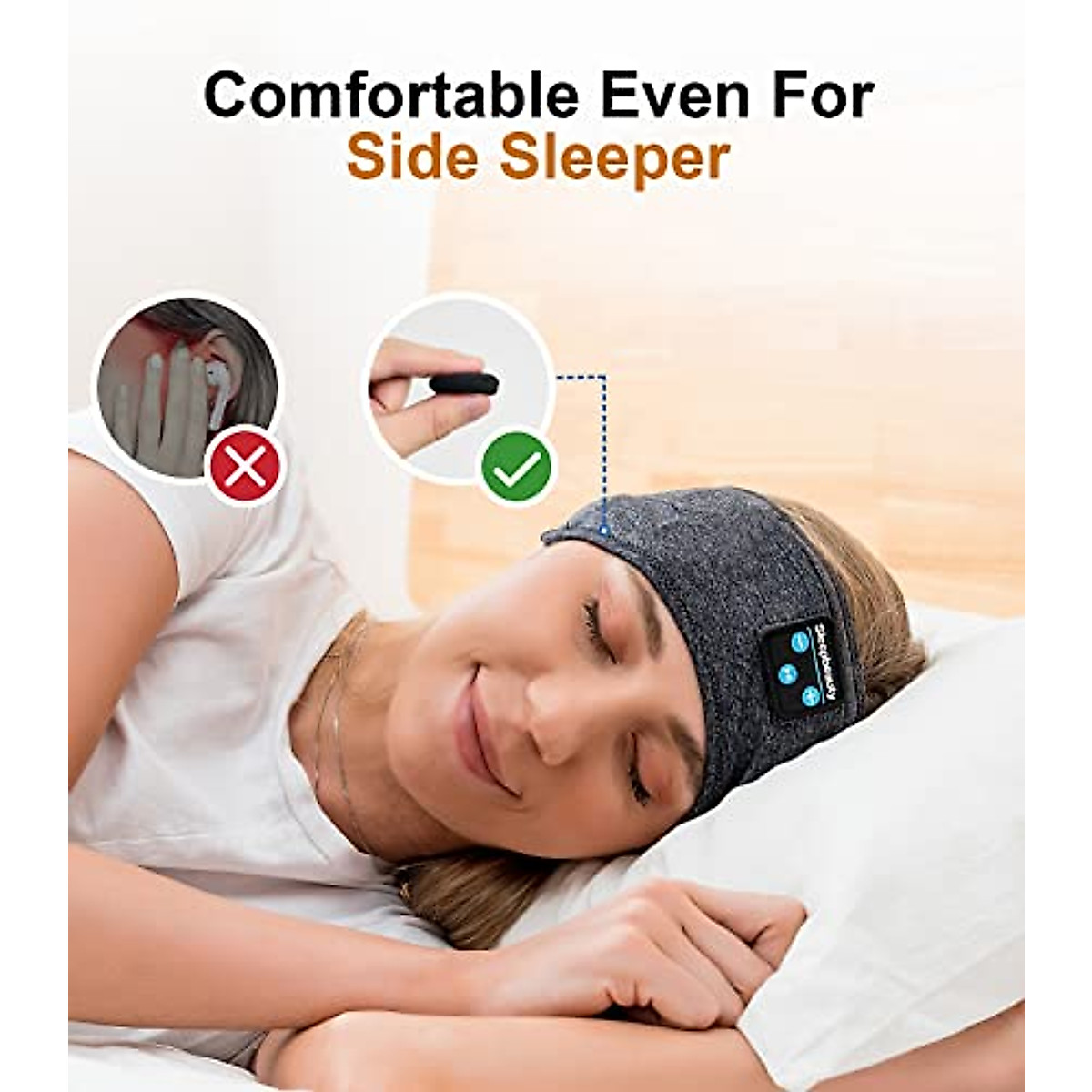 Sleep Headphones, Sleep Headphones for Side Sleepers - Noise Cancelling Headphones for Sleeping, Joseche Sports Sleeping Headphones Headband for Insomnia Nuit Travel, Gift for Women Men Mom Dad