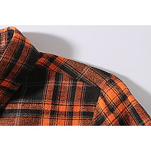 SSLR-Flannel-Shirts-for-Women-Long Sleeve Button Down Shirts Plaid Lightweight Casual (Large, Orange Black)
