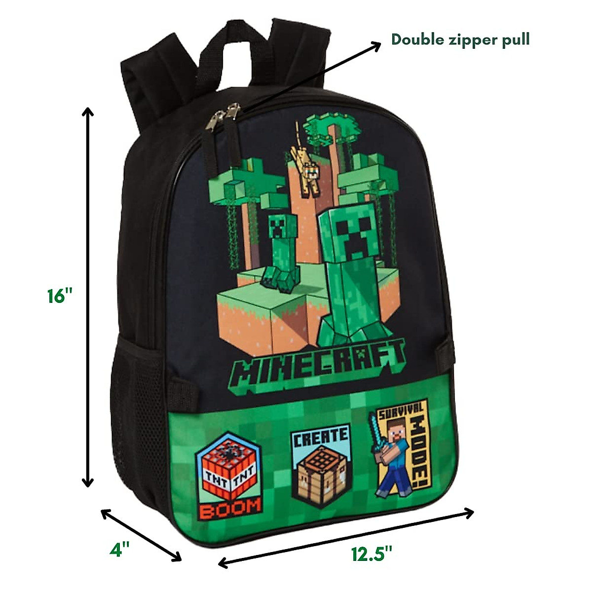 RALME Minecraft Backpack with Lunch Box Set for Boys & Girls, 16 inch, Value Bundle