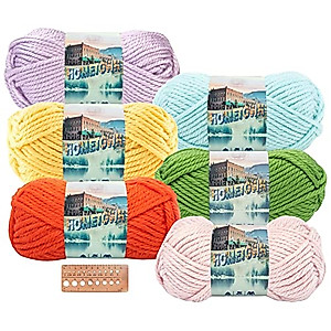 Lion Brand Yarn - Hometown - 6 Skein Assortment with Needle Gauge (Beach Ball)