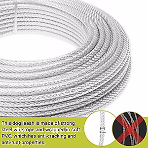 Dog Tie Out Cable - 100 ft Long Dog Cable with 10 ft Run Cable for Yard Training Running Camping Hiking Outdooor - Heavy Duty Chew Proof Lead Leash with Buffer Spring for Small Medium Large Dog