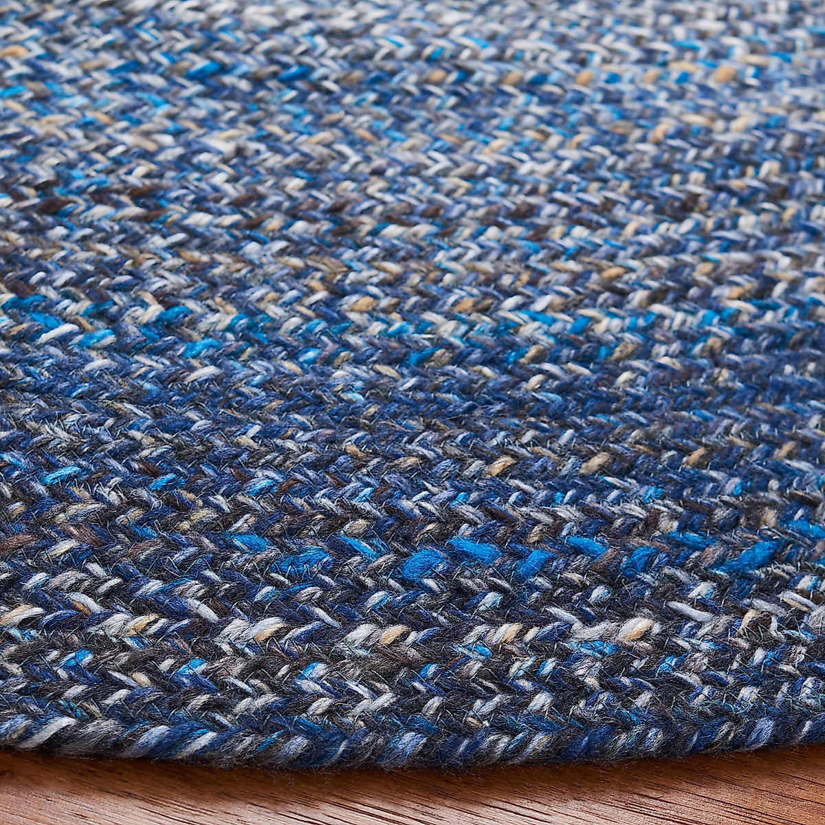 SAFAVIEH Braided Collection 4' Round Navy BRD851N Handmade Country Cottage Reversible Area Rug