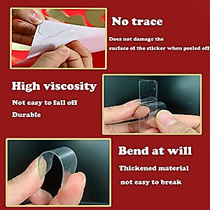 Reusable Multifunctional Double Sided Adhesive Tape, 60/180/300 Pcs Double Sided Mounting Strong Sticky Wall Strips Transparent Tape Without Cropping, No Residue (60 Pcs)