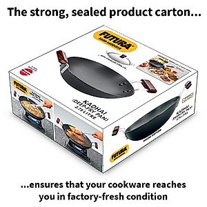 HAWKINS Futura Hard Anodised Deep-Fry Pan (Kadhai) With Stainless Steel Lid2.75 Litre Black