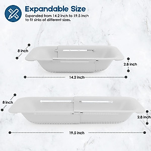 Collapsible Colander Kitchen Extendable Strainer Fruits Vegetables Noodle Pasta Food Drain Basket Space-Saver Portable Drainer Over Sink(1, 2#White)