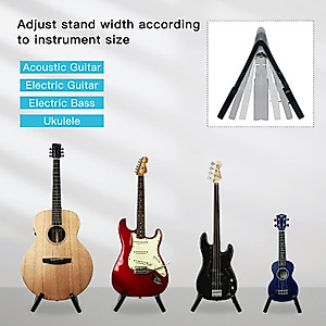 GUITTO Guitar Stand Tripod Adjustable Classic A-Frame Stand Universal for Acoustic and Bass Electric Guitars Folding Floor Travel Stand Small Single Holder (GGS-01)