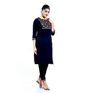 Vihaan Impex Black Kurti for Women Kurta Set with Pant 3/4 Sleeve