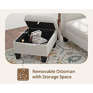 Woyomeub Sectional Sofa Couches for Living Room 78" L Shaped Sofas with Storage Ottoman Small 3 Seater Couch Velvet Fabric, Beige