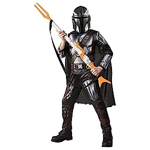 Star Wars The Mandalorian Kids Halloween Costume Large (10-12) Jumpsuit/Cape/Mask/Holographic Detail