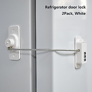 ArbaroClara Fridge Door Lock Child Safety, Heavy Duty Kidsproof Coded Locker Combination Without Keys, Baby Proof Refrigerator Latch for Freezer Cabinet, 2Pack White