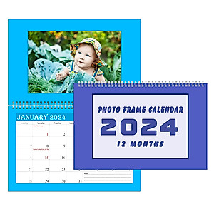 2024 Photo Frame Wall Spiral-bound Calendar (Add Your Own Photos) - 12 Months Desktop/Wall Calendar/Planner - (Geometrics Edition #005)
