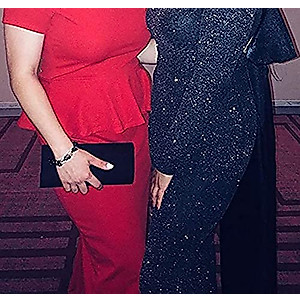 Women Evening Bag Clutch Purse,lovyoCoCo Handbag With Detachable Chain Strap for Wedding Cocktail Party Velvet Solid Color (Black)