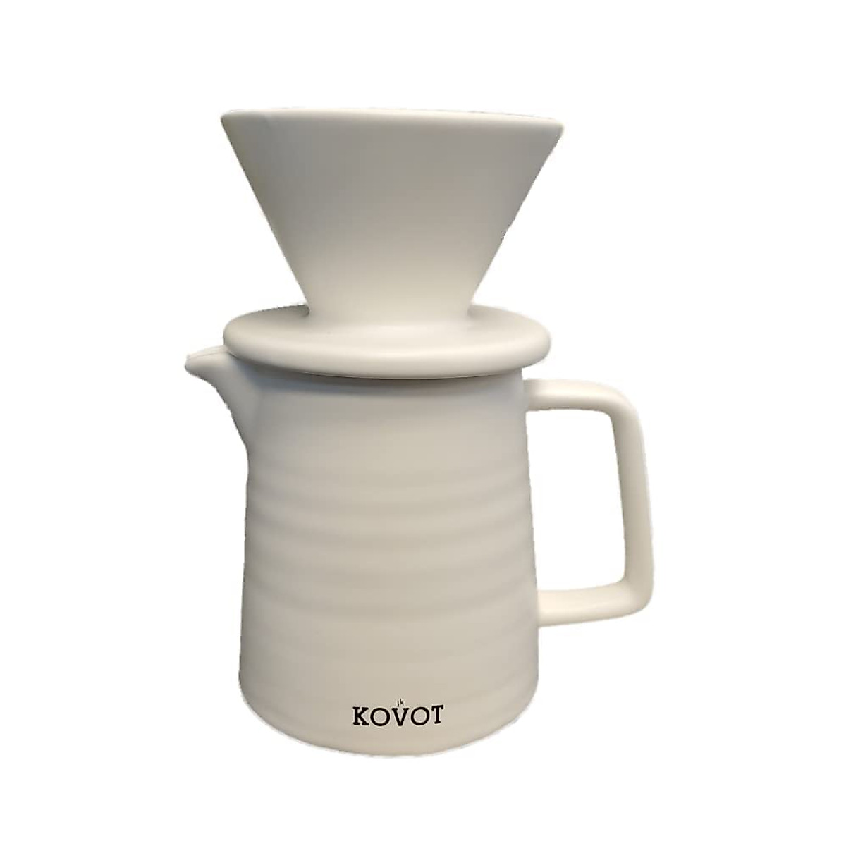 Kovot Pour Over Coffee Maker Set, Premium Ceramic Dripper for 1-2 Cup & 15 ounce Serving Pitcher, Home Filter Coffee Maker (White)