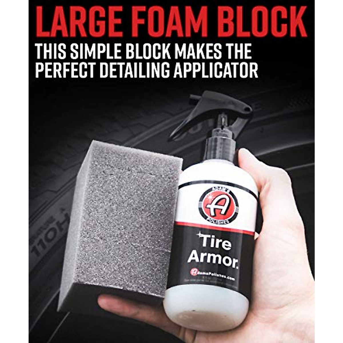 Adam's Block Applicator (6 Pack) – Trim Dressing & Tire Shine Applicator Pad for Car Detailing | Reusable & Customizable Durafoam | for Use After Car Wash Wheel Cleaner
