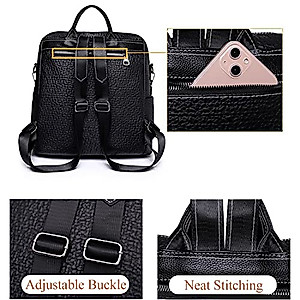 BONVEN Small Backpack for Women,Fashion Backpack Purse Faux Leather Shoulder Back Pack Bag Black