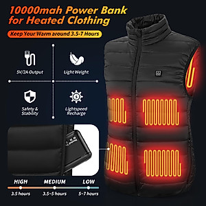 bellaciao 5v 2a Heated Vest Battery Pack 10000mah Power Bank with Dual USB Ports Pokect Size Rechargeable Portable Charger for Heated Vest Heated Jacket Heated Clothing iPhone for Men Women