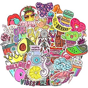 QTL VSCO Stickers for Teen Girls Cute Stickers for Hydroflask Waterproof Stickers for Tween Girls Laptop Stickers for Teen Girls Stickers Packs Gifts for Teens 50Pcs