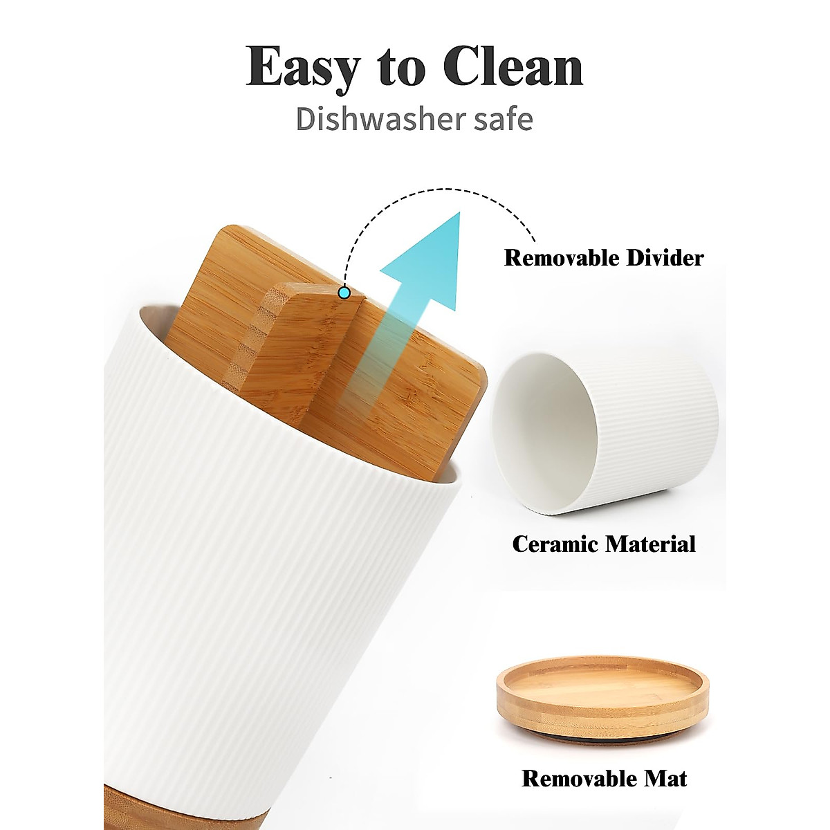 LoeJan 3 Compartment Utensil Holder, 7.2" Extra Large Utensil Crock, Stable Ceramic Utensil Organizer, Cooking Tool Organizer Set for Kitchen Counter Farmhouse Decor