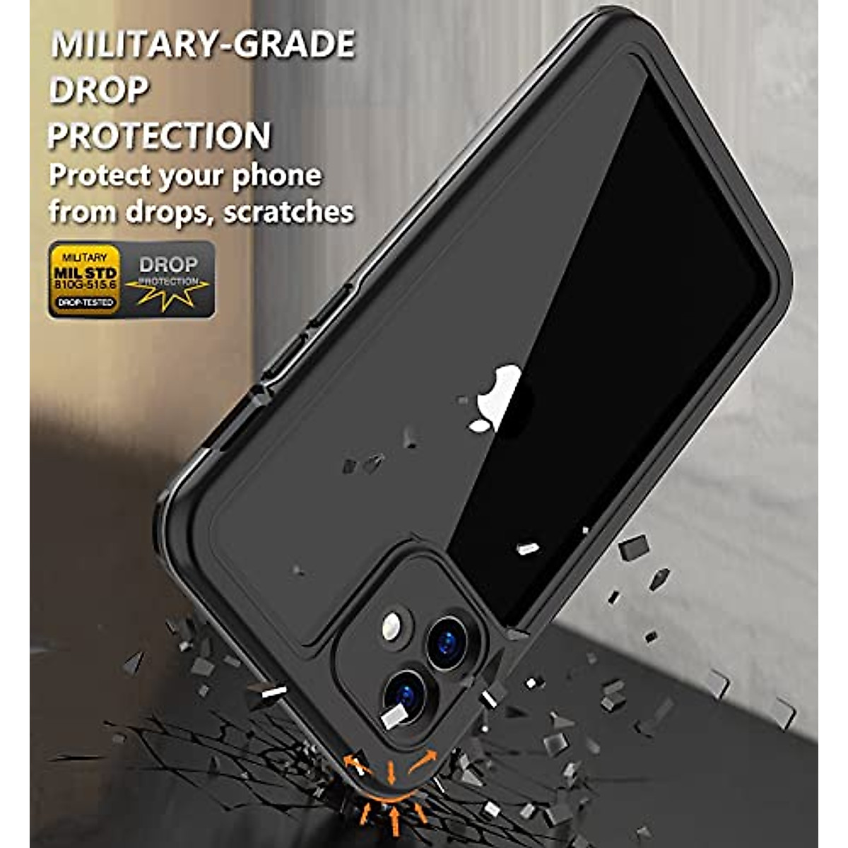 Oterkin for iPhone 12 Case Waterproof, Built-in Screen Protector Dustproof Shockproof 360 Full Body Protective Daily-Use IP68 Waterproof Case for iPhone 12 5G(6.1inch)