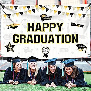 Happy Graduation Banner 2023 - 72x44 Inch, Class of 2023 Decorations | Happy Graduation Sign for Black and White Graduation Party Decorations 2023 | Graduation Backdrop for Graduation Decorations 2023
