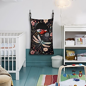 ZFRXIGN Dragonfly Over The Door Laundry Hamper Boho Flower Hanging Laundry Bag Large Laundry Basket for Bedroom Dirty Clothes Hamper Space Saving Home Room Storage Organizers