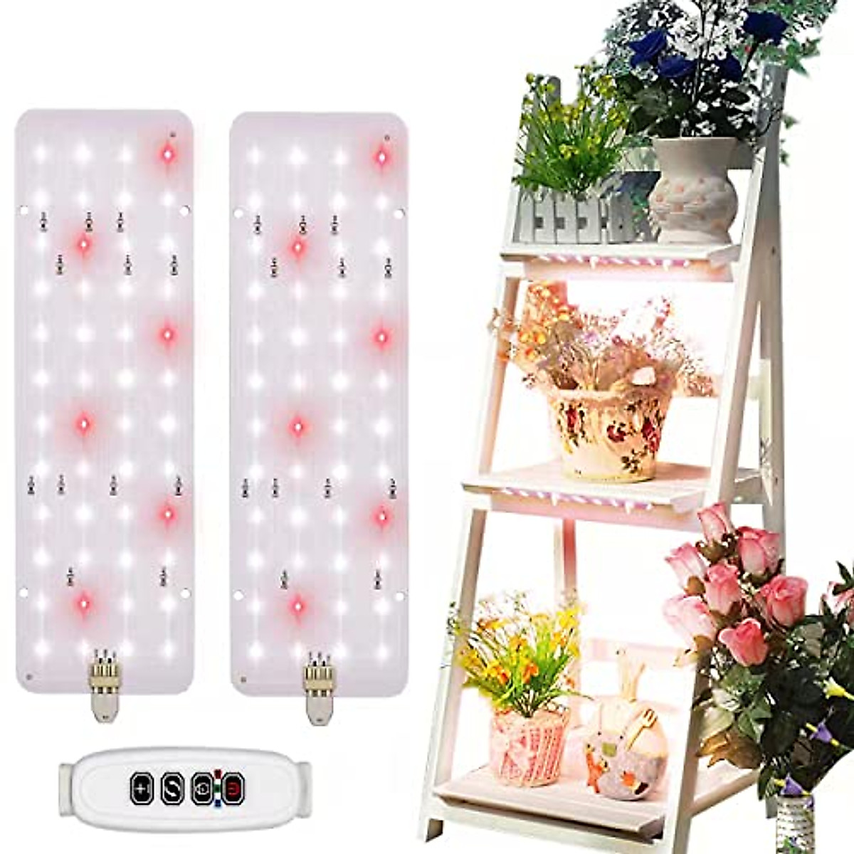 Aceple LED Grow Light Panel Sunlike Full Spectrum(3 Modes), 9-Level Dimmable Under Cabinet Plant Light with Timer for Indoor Plant Stands/Shelf Hydroponic Succulents(2 Ultra Thin Panels)