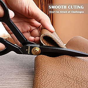 CINKCO 12.0 inch Professional Sewing Scissors Heavy Duty 65Mn Forged Alloy Steel Premium Household Office Shears Ultra Sharp for Thickened Leather Fabric Cutting Dressmaking (Super Large)
