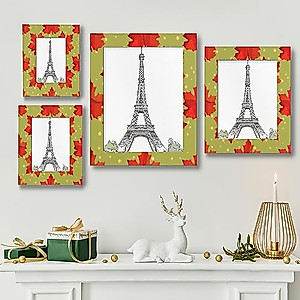 Gublec 5x7 Frame for Wall Decor Maple Leaves Red Wood Photo Frame with High-Clarity Plexiglas Picture Frames for Farmhouse Living Room Office Desk
