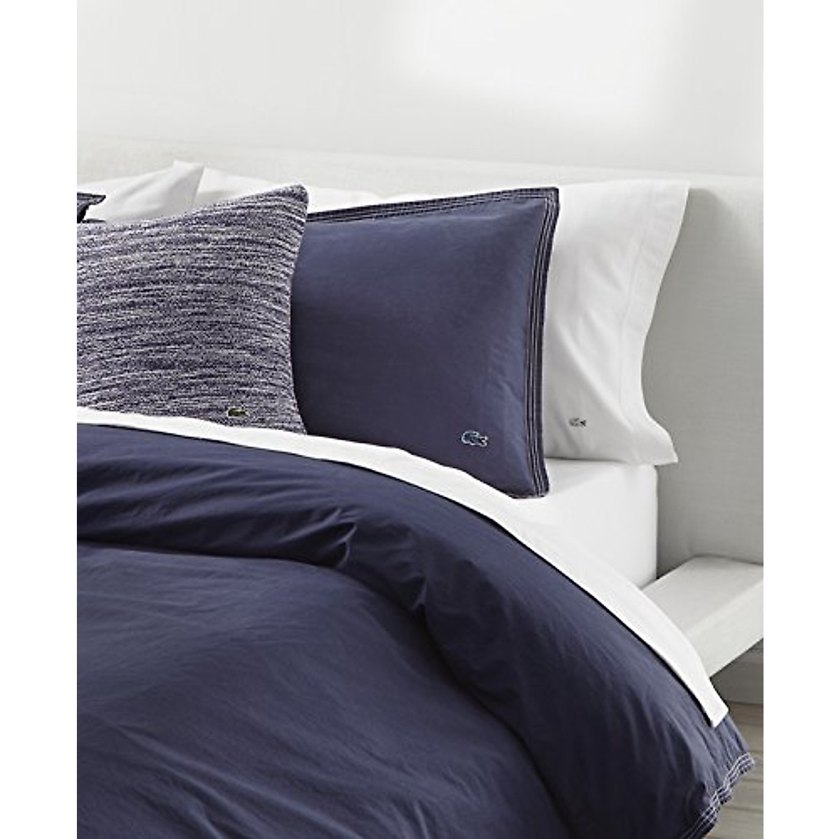 Lacoste Washed Solid Duvet Set, Indigo Blue, King (16270312)