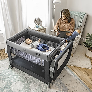 Chicco Lullaby® Portable Playard, Infant Bassinet and Changer, Toddler Playard, Portable Crib, Travel Friendly | Calla/Grey