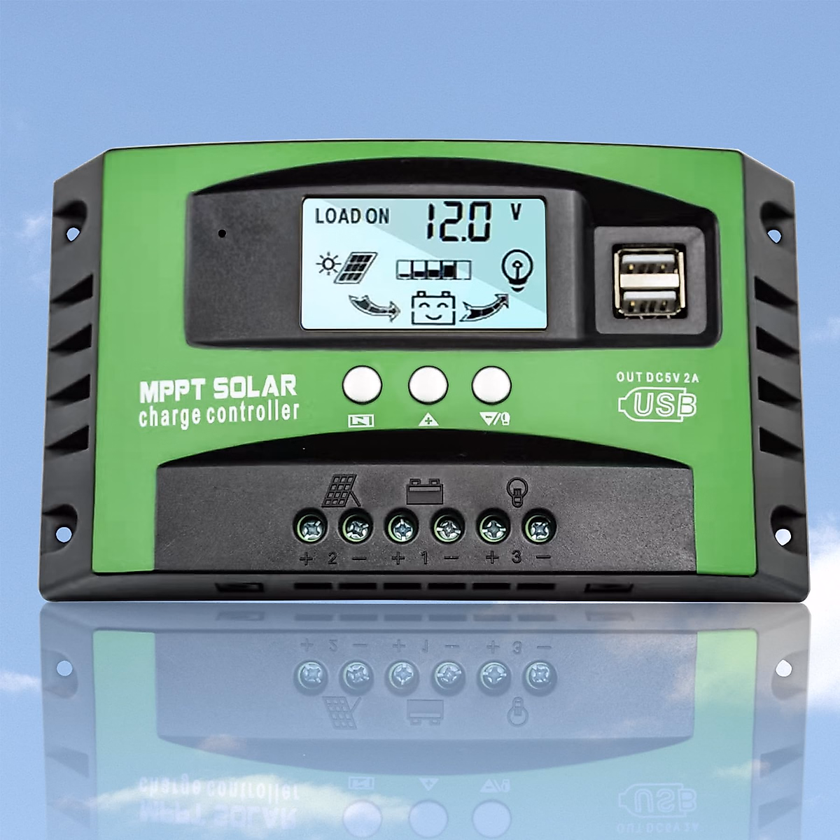 MPPT 100amp Solar Charge Controller 12V 24V Auto, MPPT Solar Controller 100A with Backlit Display Temperature Sensor 2 USB Ports, Fit for Solar Panels 12V 24V Gel Sealed Flooded and Lithium Battery