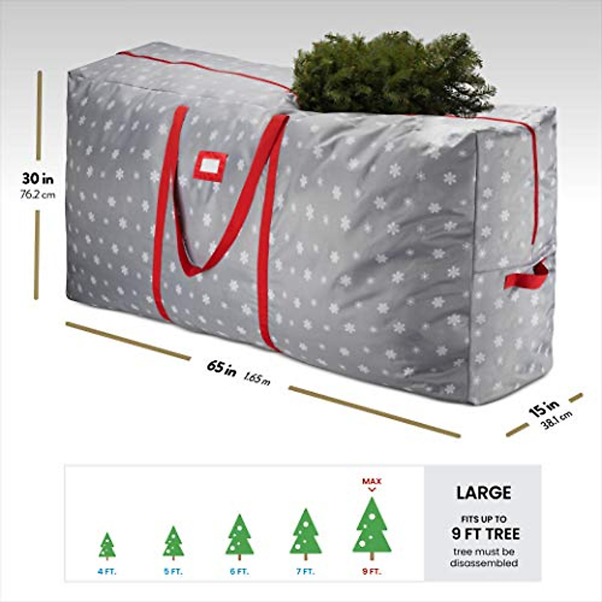 Premium Christmas Tree Storage Bag, Fits Up to 9ft Tall Artificial Disassembled Trees, Holiday Xmas Bag Made of Tear Proof 600D Oxford, With Seasonable Snowy-Lane Design, Durable Handles & Dual Zipper