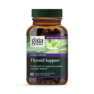 Gaia Herbs Thyroid Support - Made with Ashwagandha, Kelp, Brown Seaweed, and Schisandra to Support Healthy Metabolic Balance and Overall Well-being - 120 Vegan Liquid Phyto-Capsules (40-Day Supply)