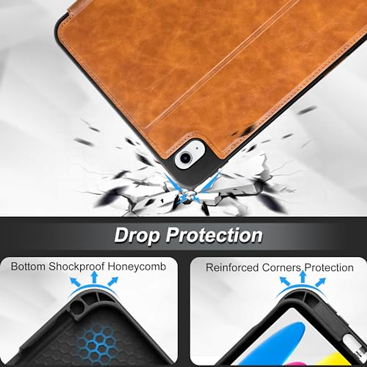 Zinibri for iPad 10th Generation Case Cover 10.9 Inch 2022 2023 A2696 A2757 A2777 with Pencil Holder,PU Leather Multi Angles Stand Slim Protective Case Compatible with iPad 10 Gen,Brown