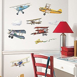 RoomMates RMK1197SCS Vintage Planes Peel and Stick Wall Decals